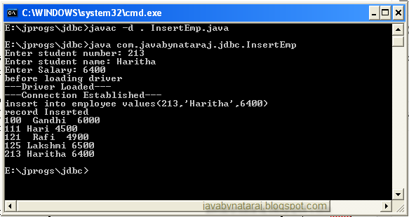 Insert records into MS-Access database using JDBC | JAVAbyNATARAJ