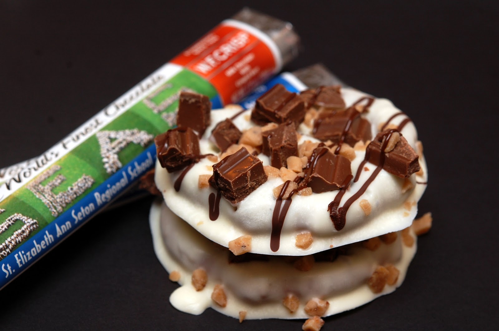 WHITE CHOCOLATE DIPPED PRETZELS TOPPED WITH WORLD'S FINEST CHOCOLATE ...