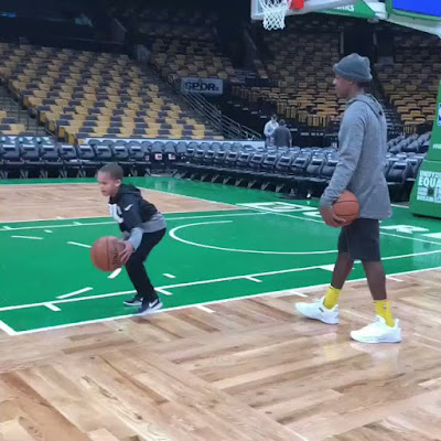 Video: Former Celtic Rajon Rondo practices with his son on TD Garden floor