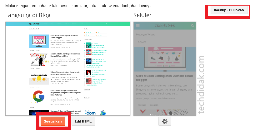 Cara Mudah Setting atau Custom Tema Blogger
