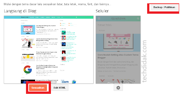 Cara Mudah Setting atau Custom Tema Blogger