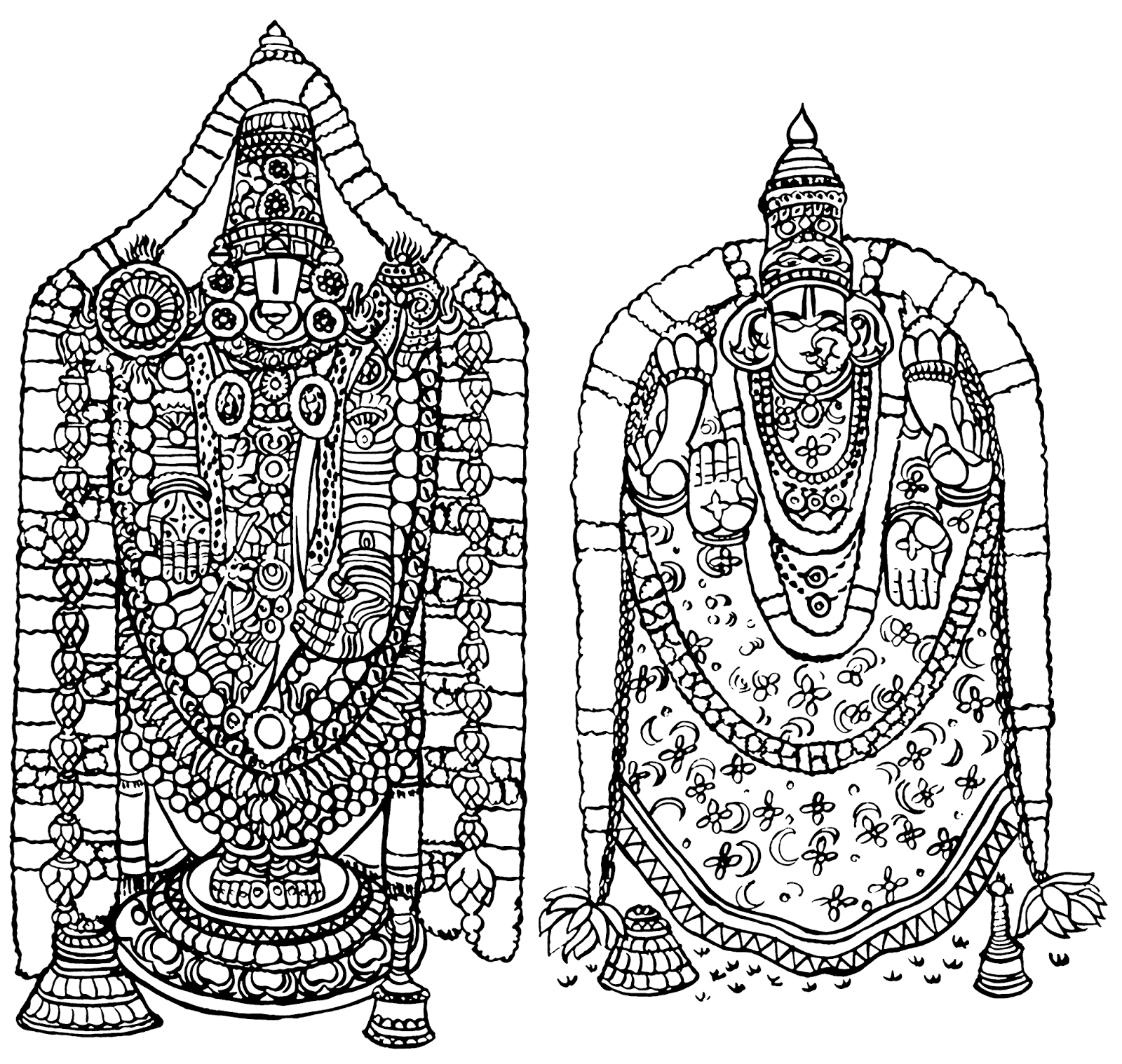 Tamil Cliparts: Venkatachalapathi Line Drawings for invitations