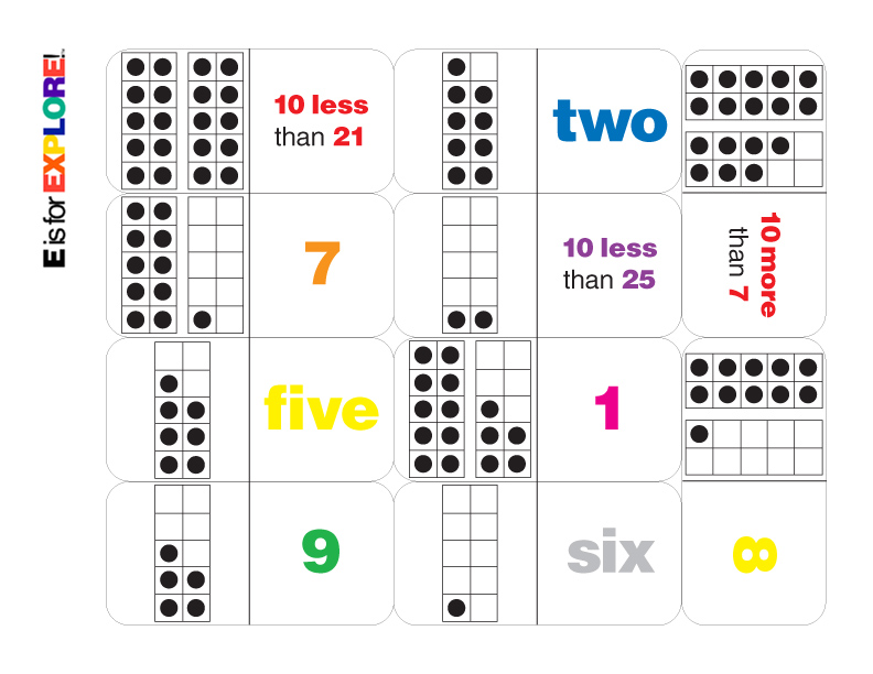 E is for Explore!: Ten Frame Dominoes