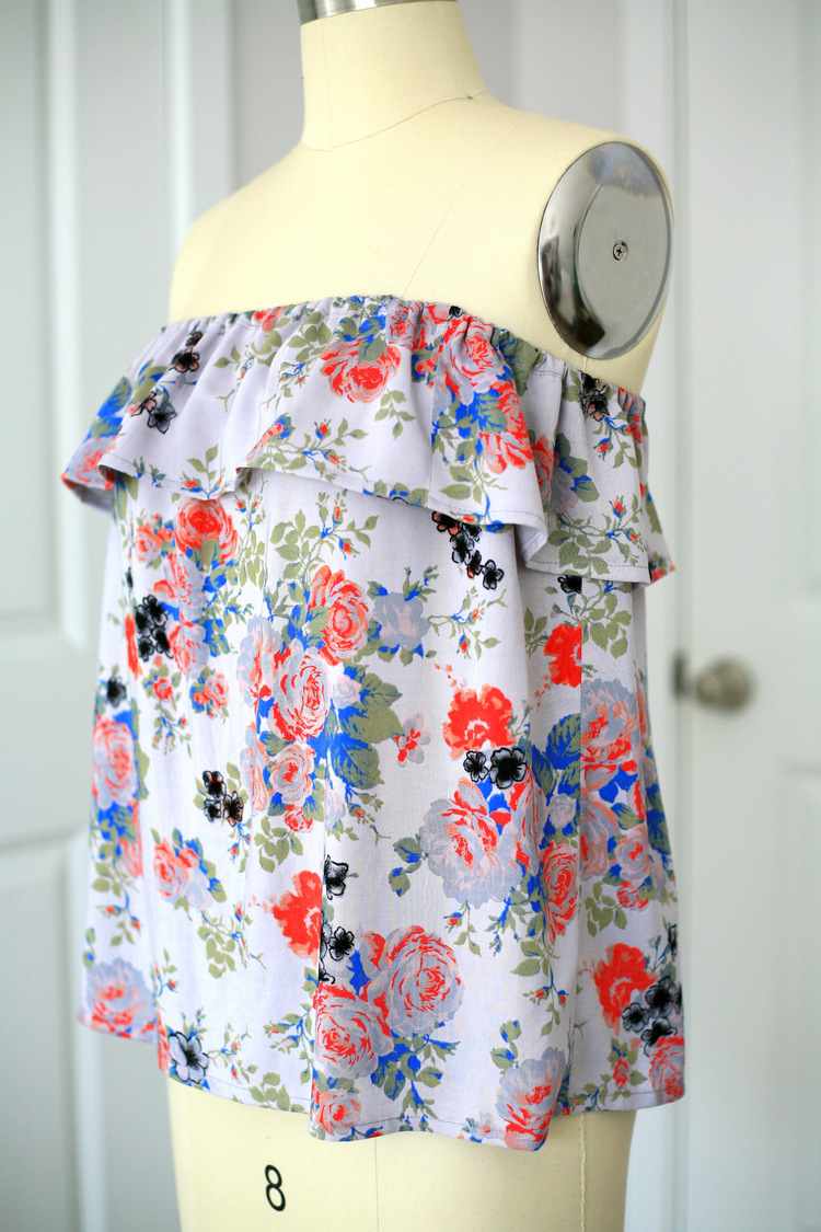 Lavender floral strapless ruffle top / Create / Enjoy