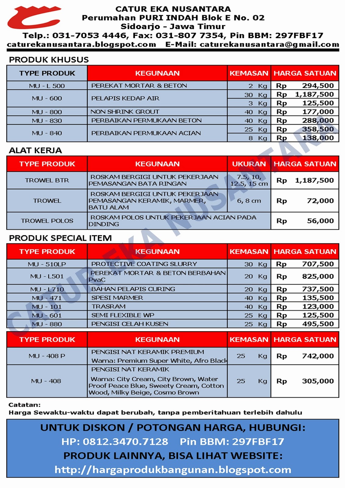 AAA: HARGA SEMEN INSTAN MU-450