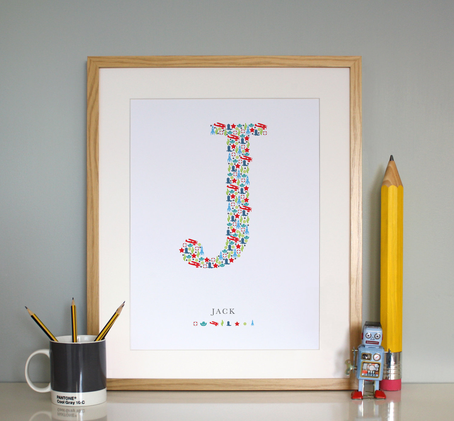 marta writes: monogram artwork (for kiddos!) / one little dicky bird