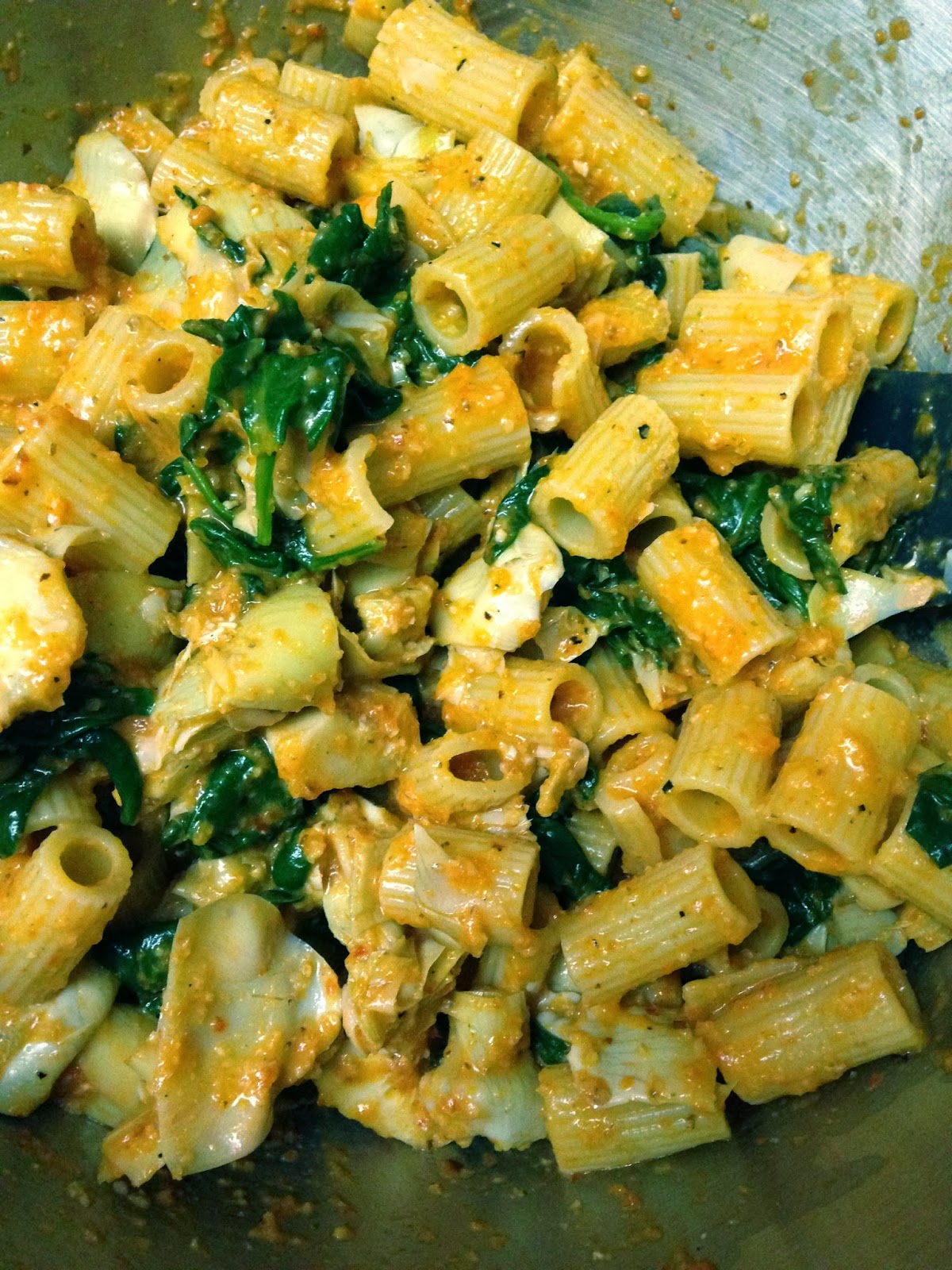 Rigatoni with Romesco Sauce & Garlic Shrimp | Chef Jen