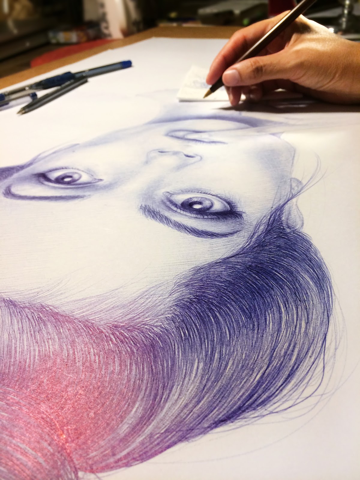 Ballpoint drawings portraits