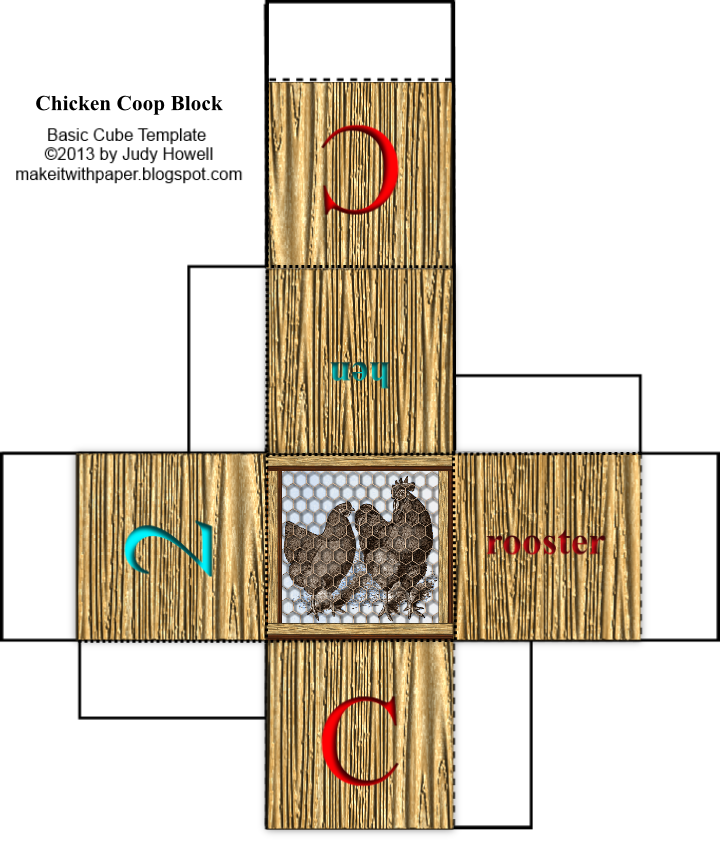 Make it with Paper: Free Printable Paper Craft - Chicken Coop Toy Block