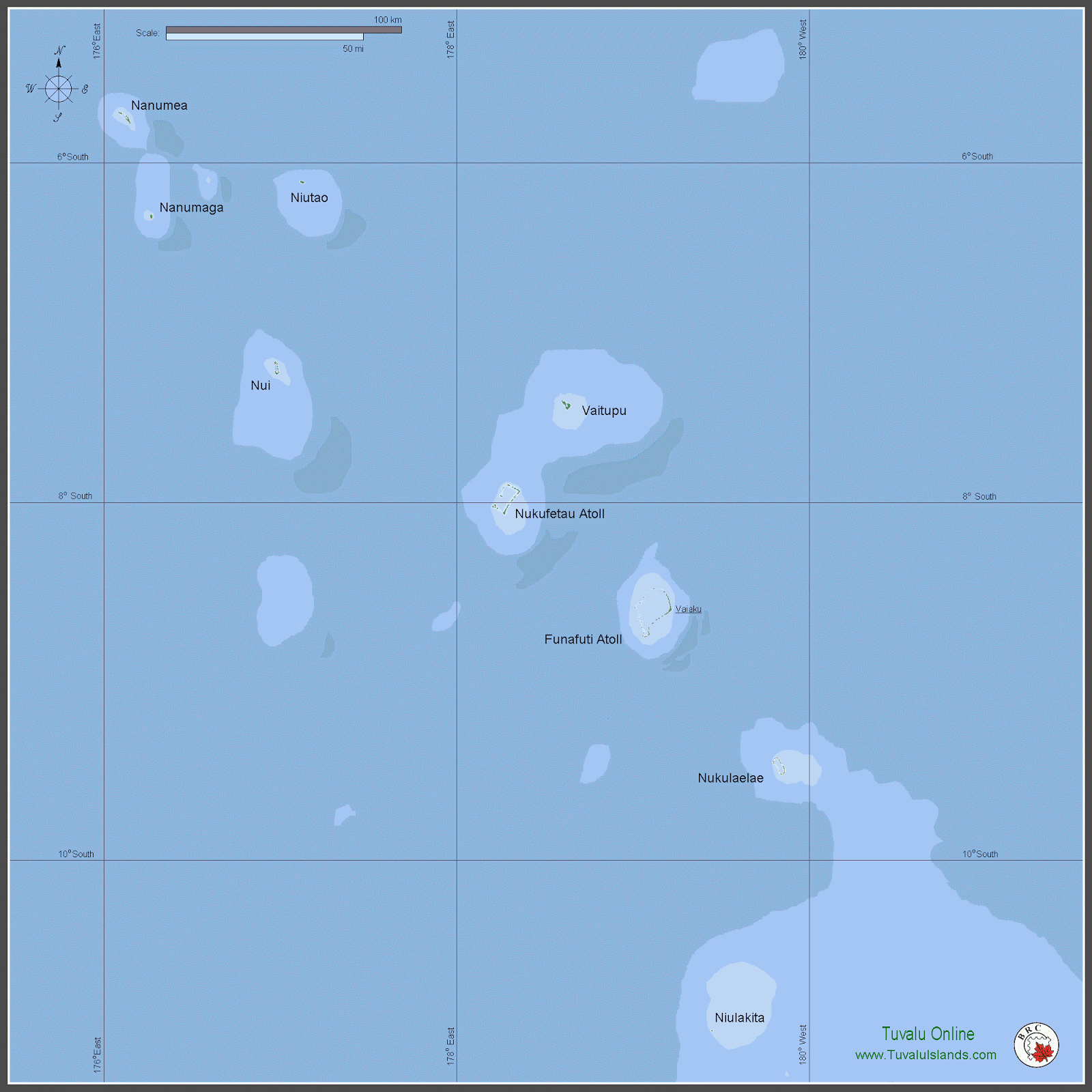 Tuvalu - Peta geografis Tuvalu - Geografia Total™