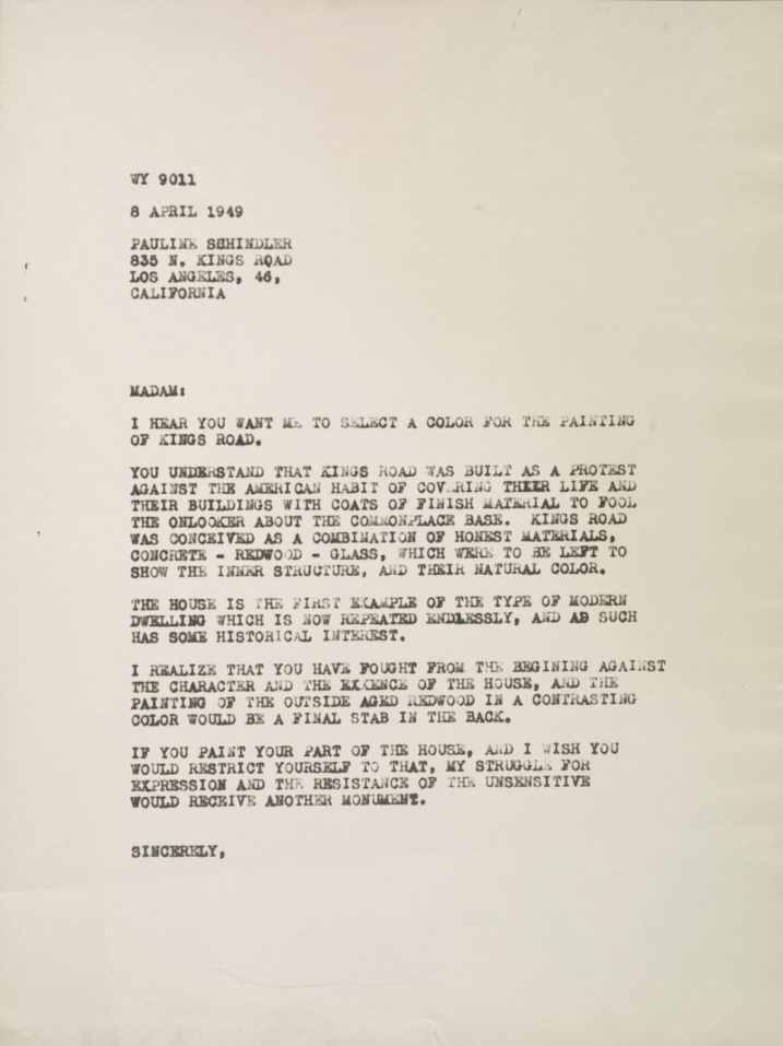 austin cubed: letter from Schindler to his estranged wife (and suite ...