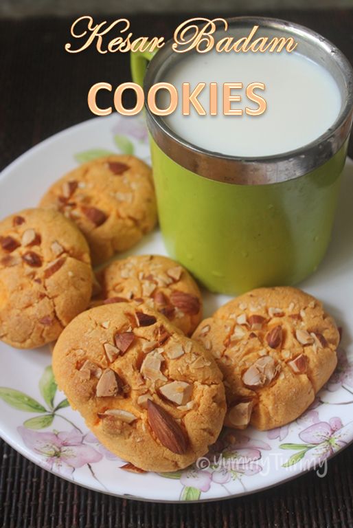 Eggless Kesar Badam Cookies - Food Inspiration Healthy