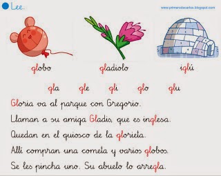 Mi primero de Campanillas: LEEMOS LAS SÍLABAS GLA, GLE, GLI, GLO, GLU