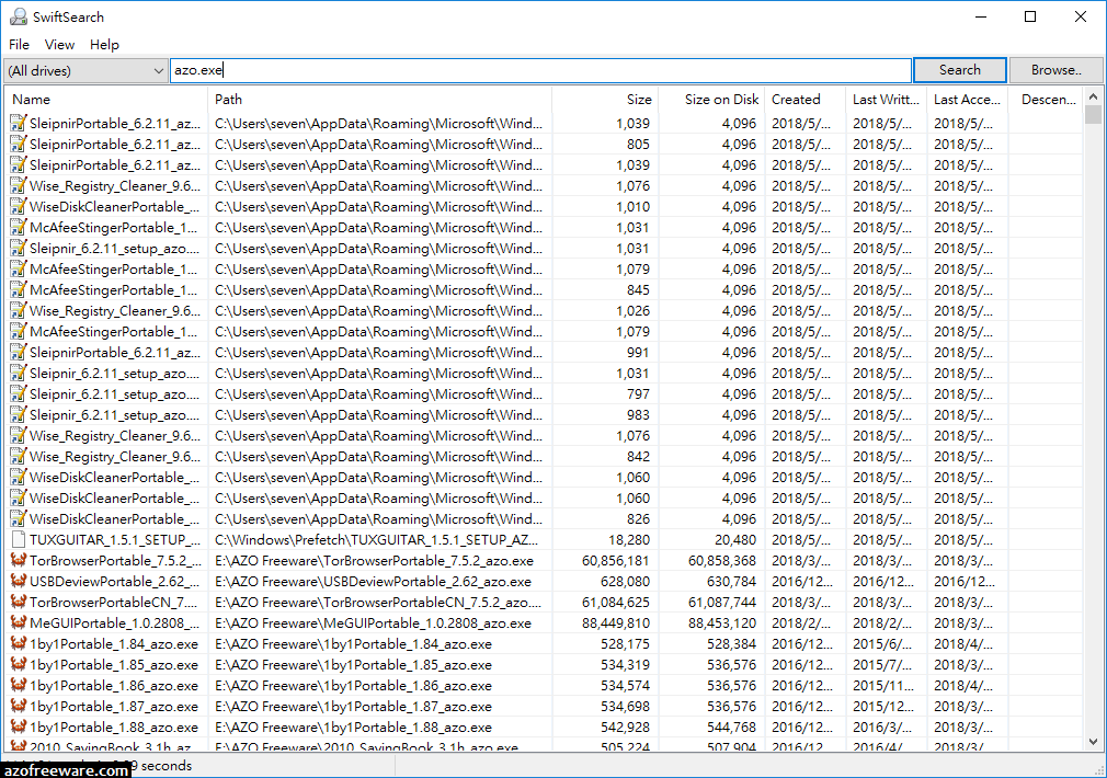 SwiftSearch 7.5.1 免安裝版 - 快速搜尋Windows檔案 - 阿榮福利味 - 免費軟體下載
