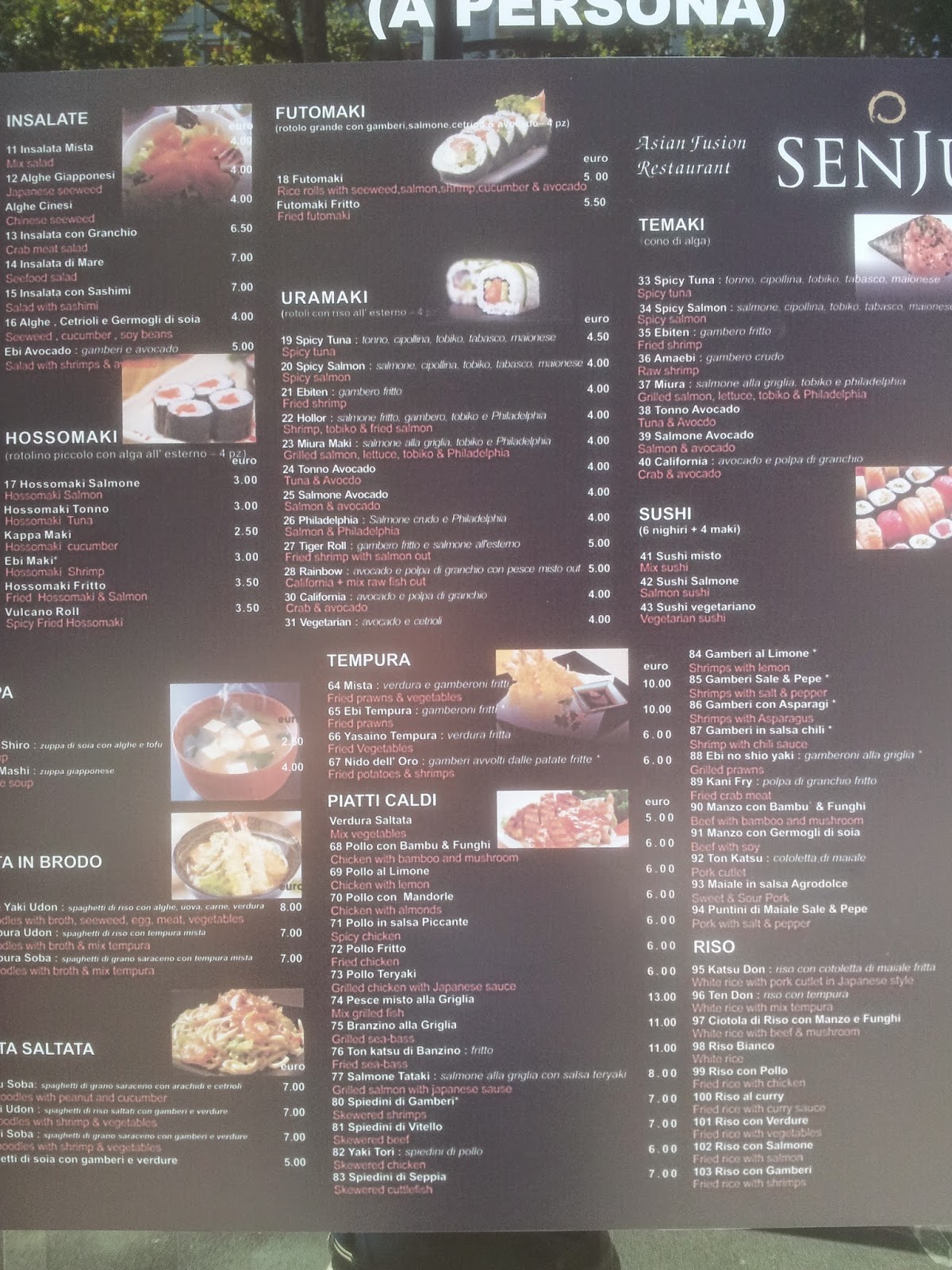 Menu e Prezzi: Ristorante Giapponese Senju a Milano in viale Abruzzi 19