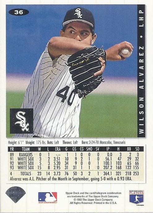 1994 Collector's Choice - Card By Card: 36 - Wilson Alvarez