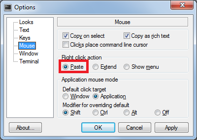Command Center: Cygwin: How to paste with a right click