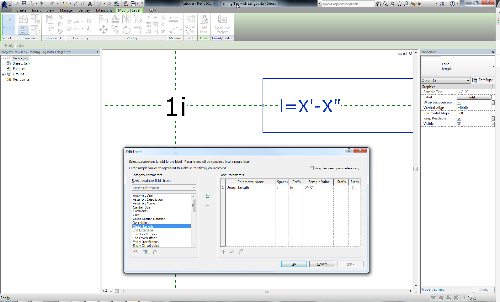 Revit Structure Steps: Add a Beam Length to Framing Tag