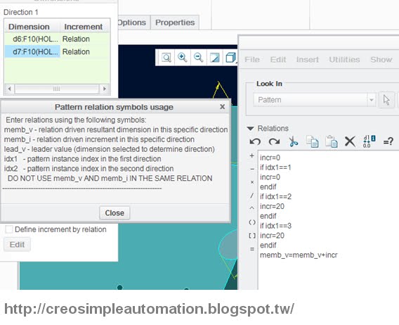 Simple Design Automation (Creo API): [Creo Skill] Pattern Relation #1