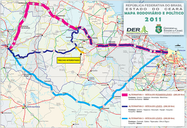 A FRATERNIDADE: DER divulga paralisação da BR 222 e indica rotas ...