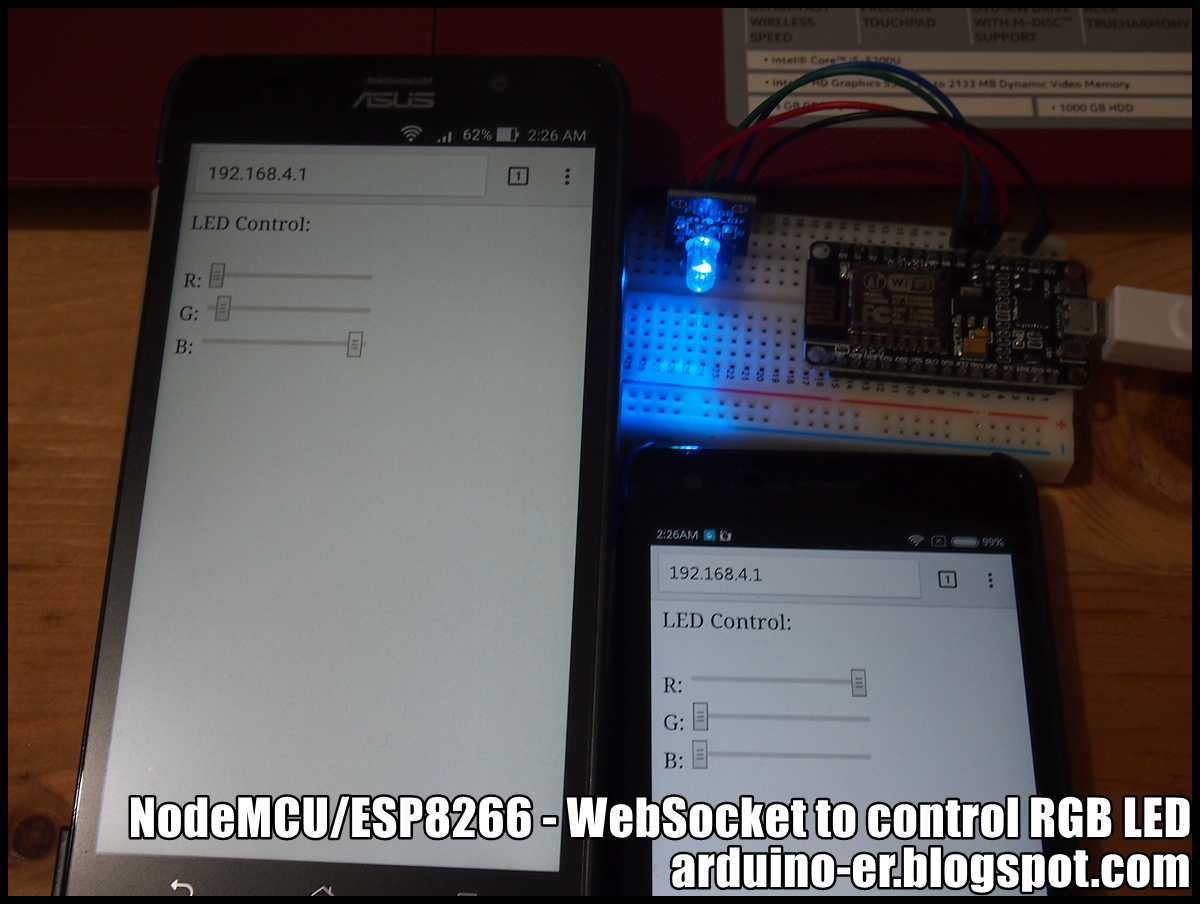 Arduino-er: NodeMCU/ESP8266 implement WebSocketsServer to control RGB LED