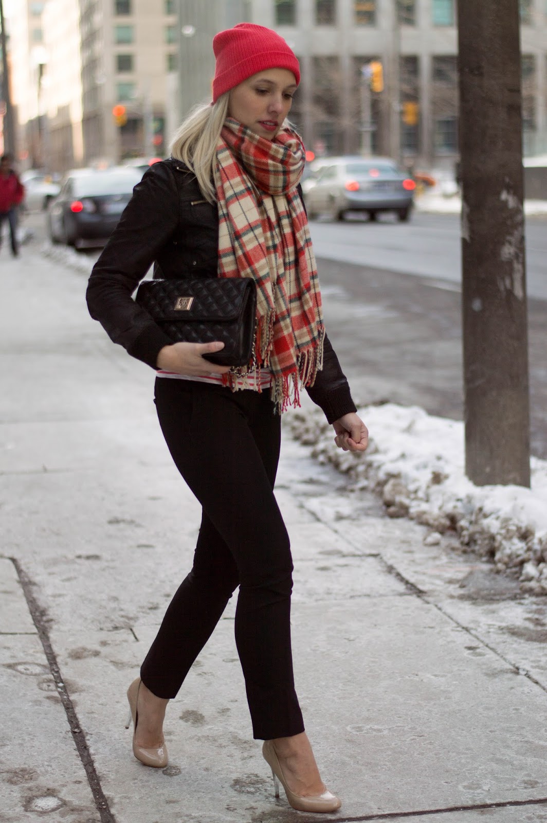 Style in Heels: Red Tuque + Plaid