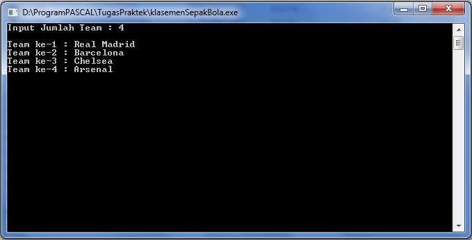 Membuat Contoh Program Klasemen Sepak Bola dengan PASCAL