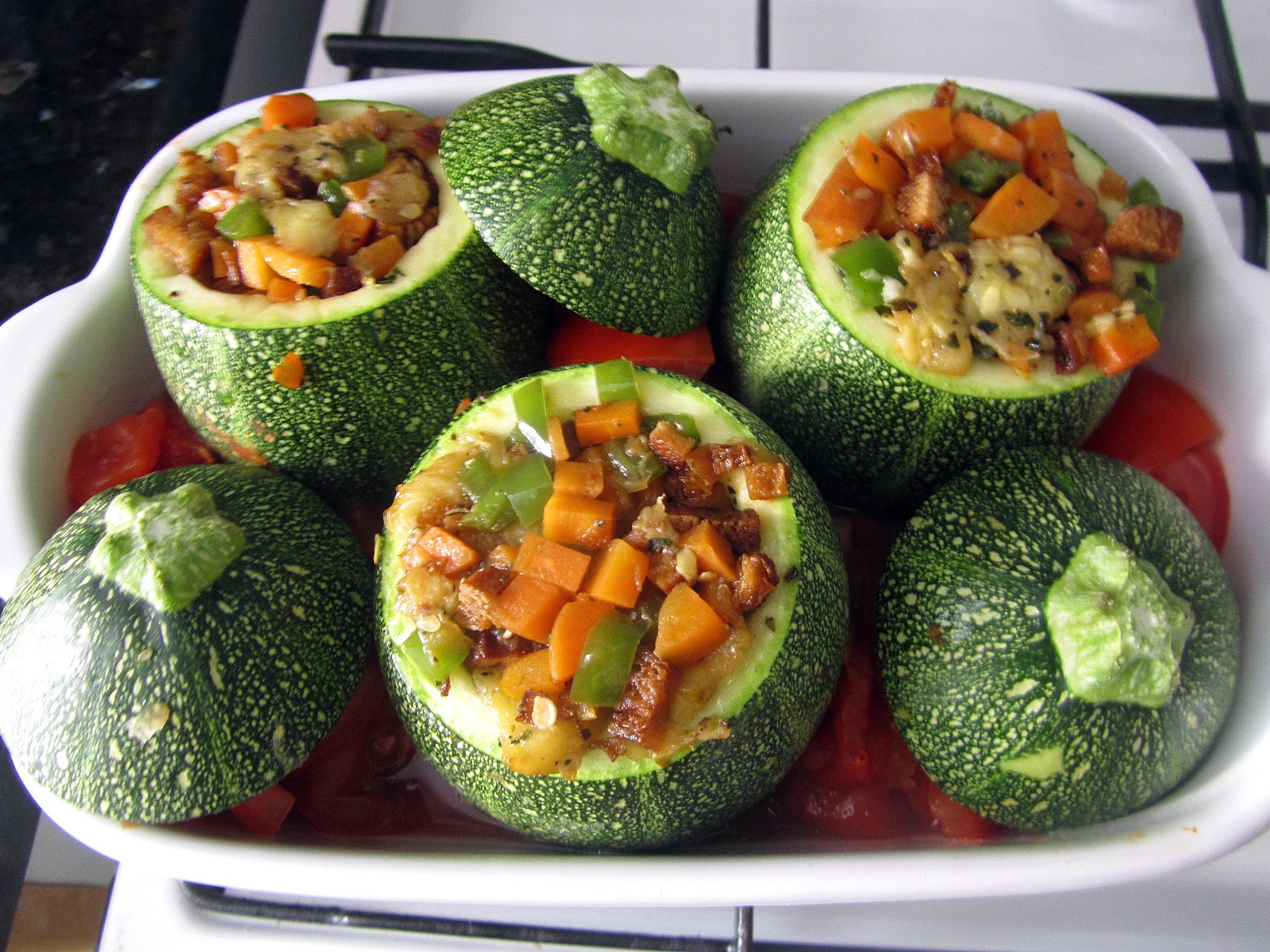 cocina con luz verde: Calabacines rellenos