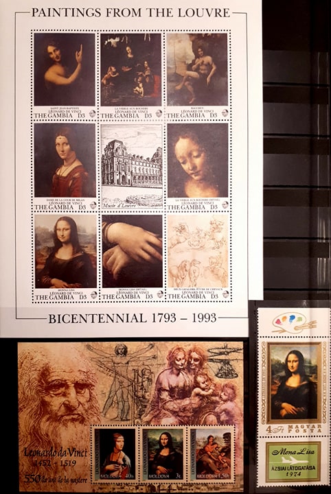 Stamps and albums for sale: Louvre paintings stamps