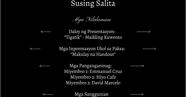 Block F - Iba't Ibang Susing Salita