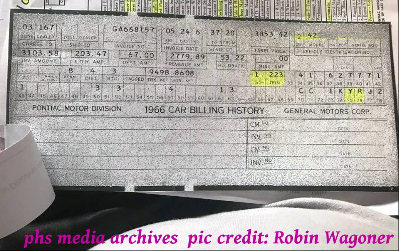 Pontiac Special Order Paint Codes 1966-67 | phscollectorcarworld