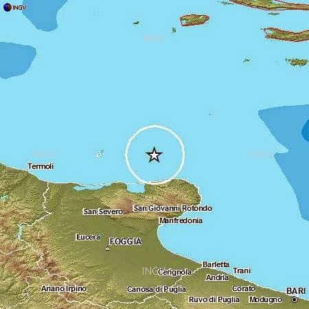 TERRA REAL TIME: Terremoto M 3.4 colpisce le isole Tremiti
