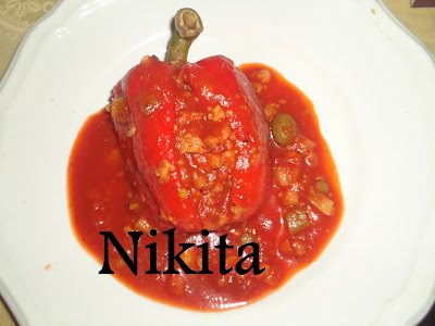 Chile morrón relleno ~ Tamalito Pisque