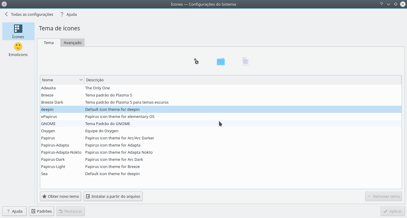 Deepin icon theme no Debian
