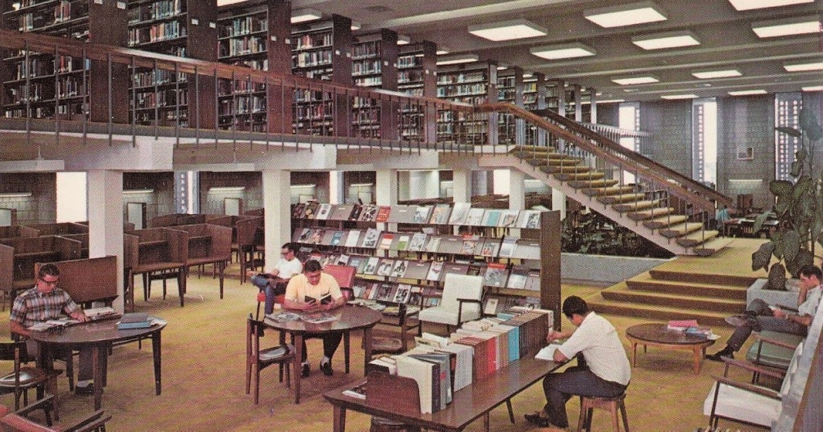 Library Postcards: Library Interior, Arizona Western College, Yuma, Arizona