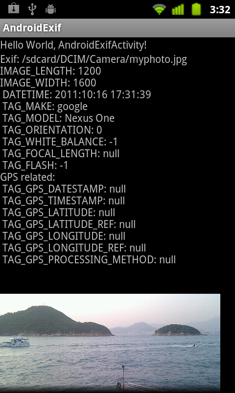 Android Coding: Read Exif of JPG file using ExifInterface