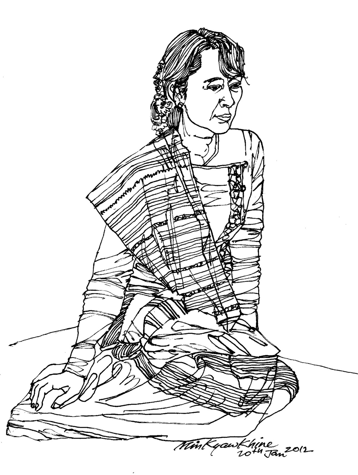 Min Kyaw Khine: My Sketches (Daw Aung San Suu Kyi)