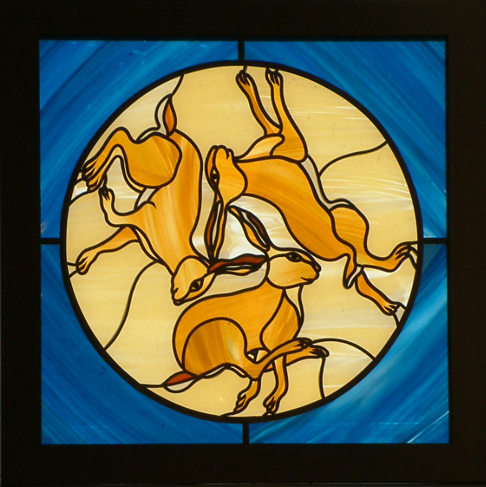 The THREE HARES: THREE HARES Stained Glass