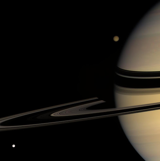 Saturn, Titan and Tethys | Earth Blog