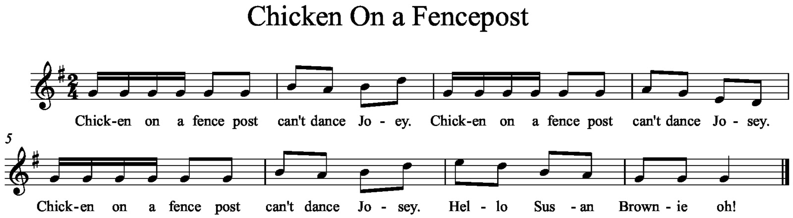 Chicken on a Fencepost - Music a la Abbott - Amy Abbott - Kodály ...