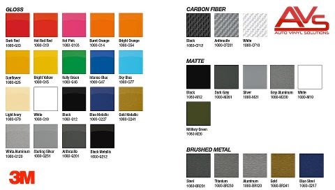 K Custom Car Wraps: Color palettes from Hexis & 3M