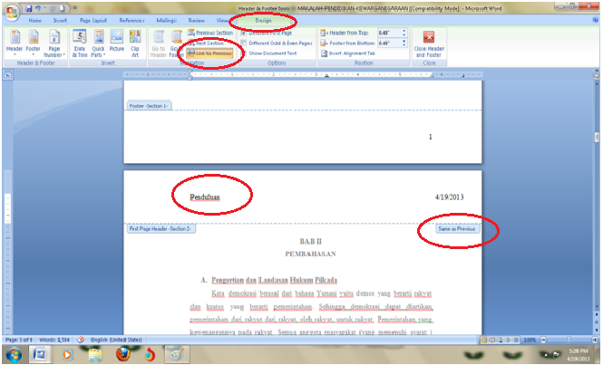 Membuat Isi Header / Footer Berbeda Pada Setiap Bab di Microsoft Word ...