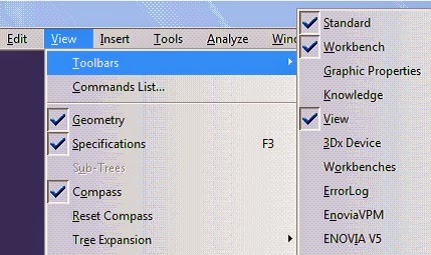 CATIA V5: How to reset toolbar when disappear from Catia V5 work bench ...
