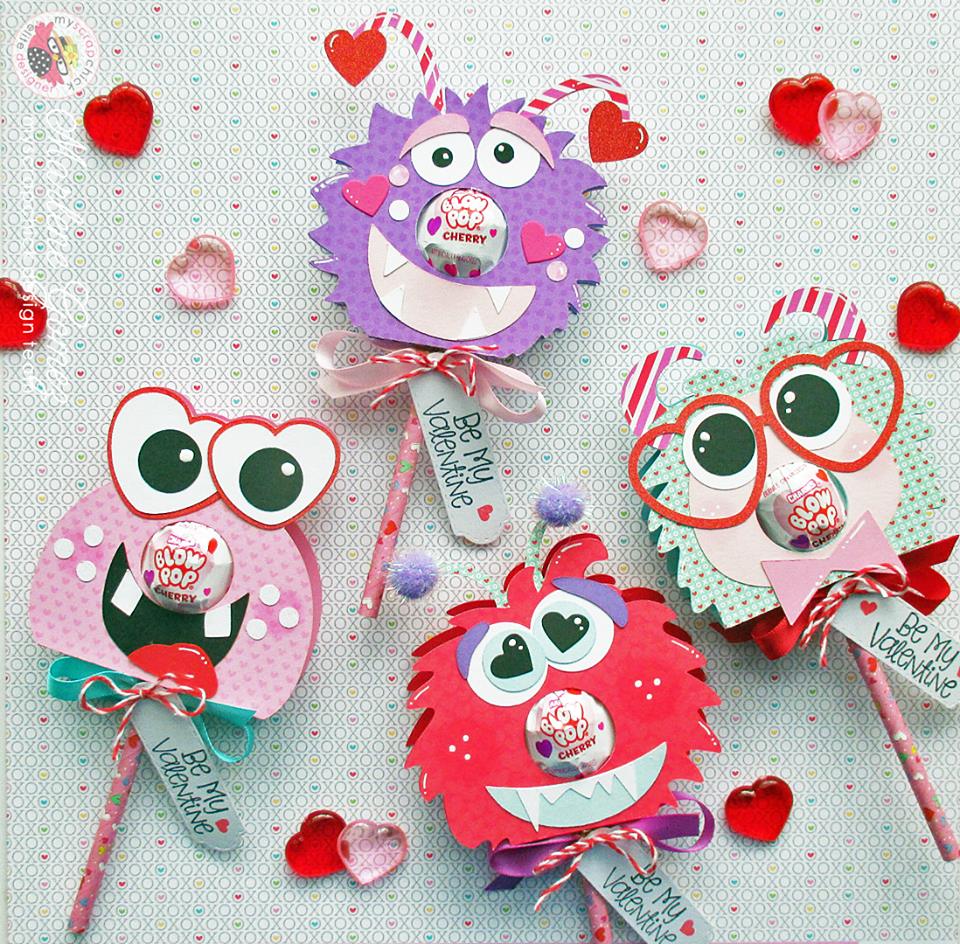 Monster Pops and Googly Eyes for Valentines - myscrapchick