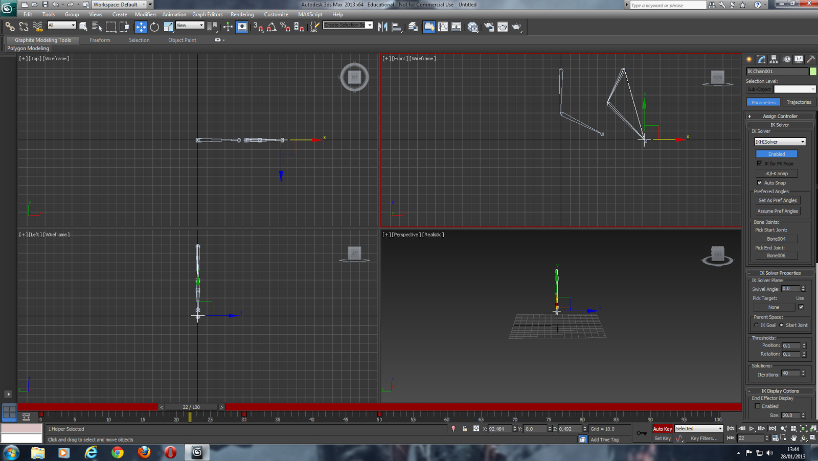 3D Animation For Games: Bones and Joints forward and inverse kinematics
