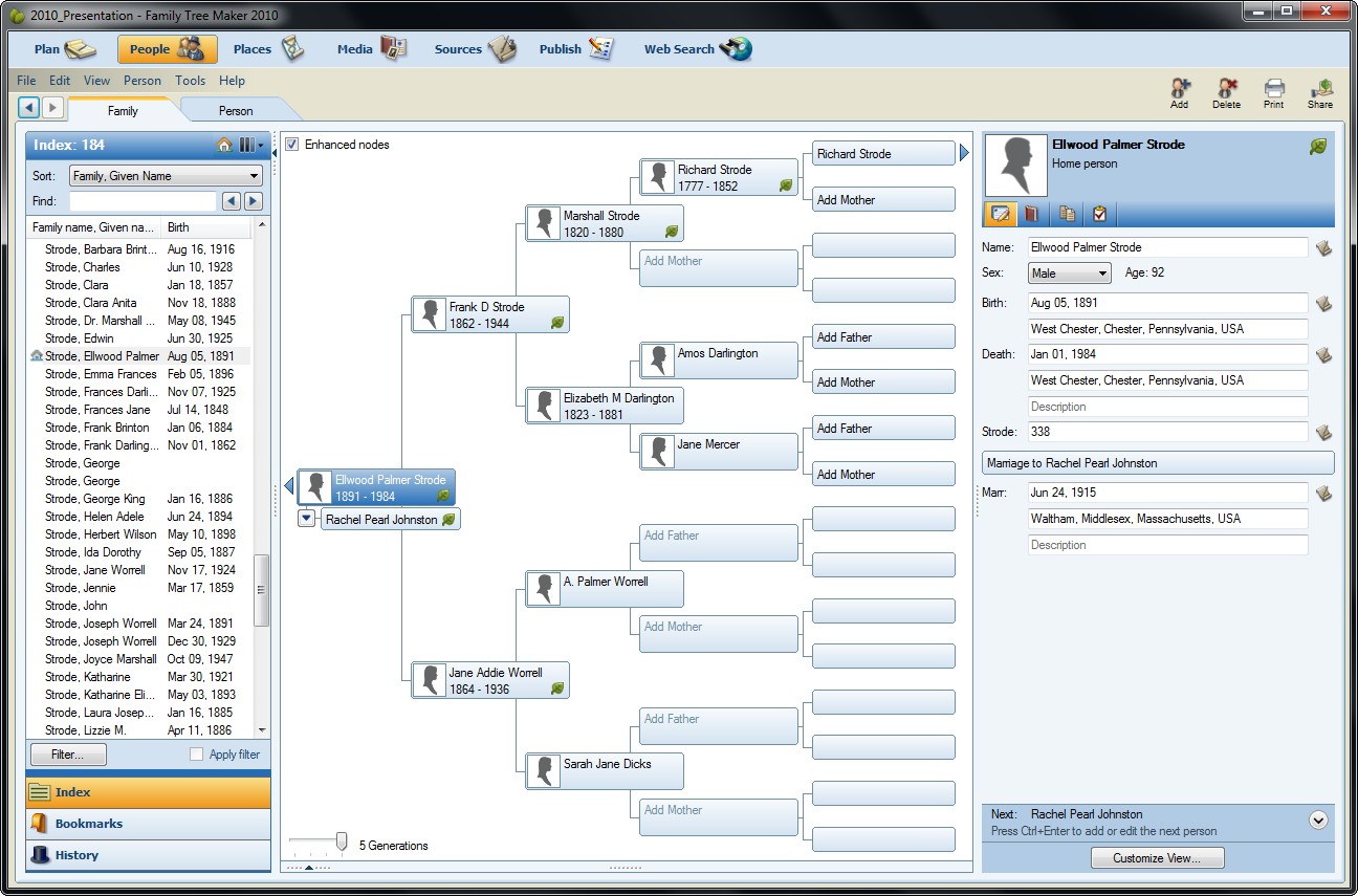 Family Tree Maker User: People Workspace - How To Resize Panels