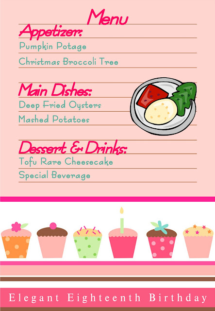 Into a whole wide world: Elegant Eighteenth Birthday's Menu