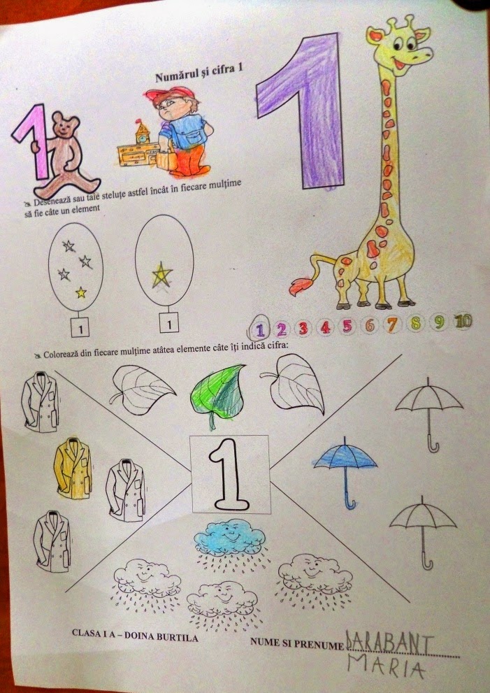 CLASA NOASTRĂ: Numarul si cifra 1