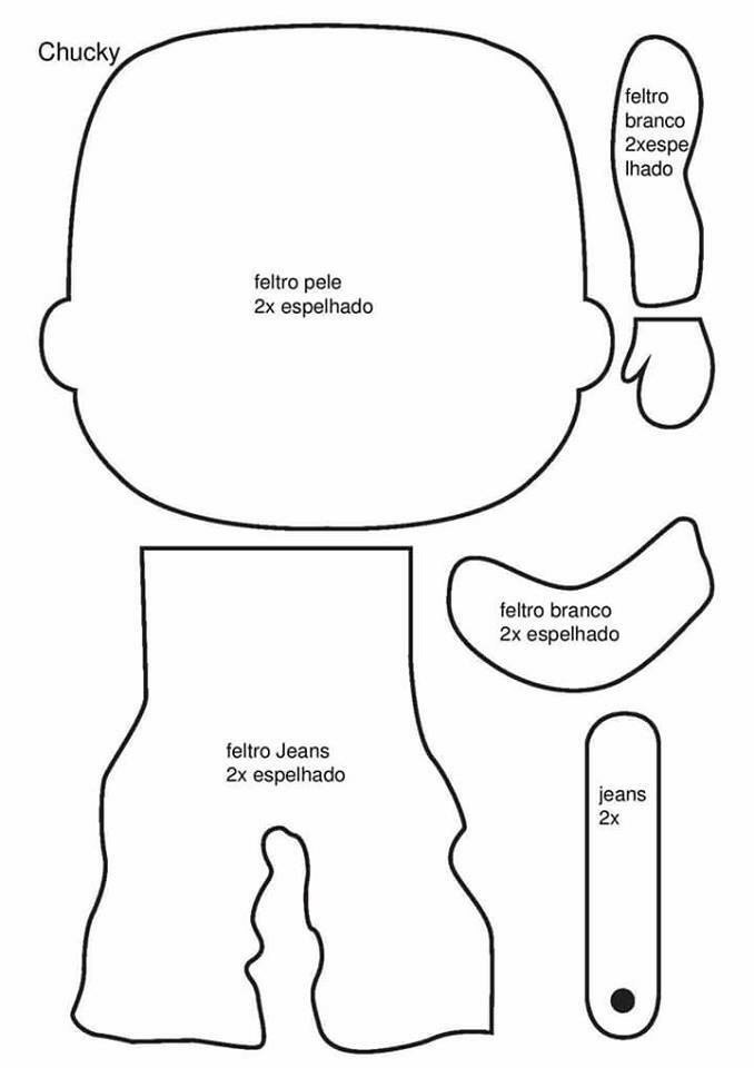 Boneco Chucky de Feltro com Moldes - Molde para Artesanato| Faça você mesmo