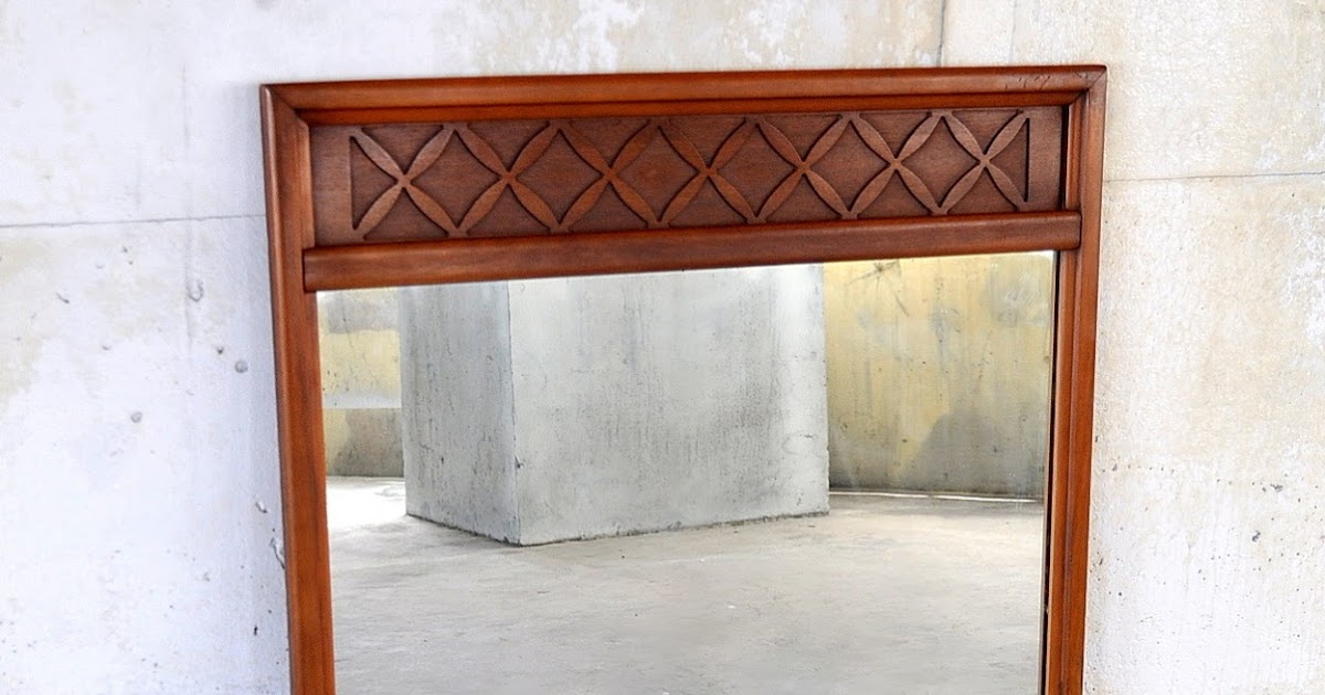 SELECT MODERN: Large Mid Century Modern Walnut Mirror